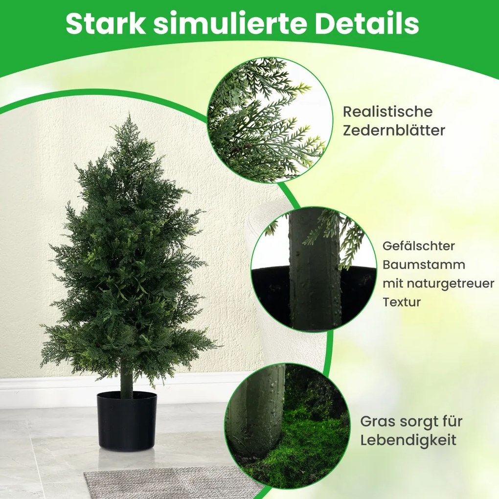 Costway Umělý cedr topiary strom s květináč a slunce odolné listy borovice