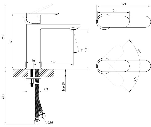 Ravak X070458 - Umyvadlová baterie CHROME 17,7 cm černá