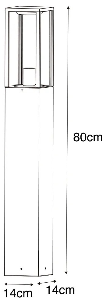 Chytrá venkovní stojací lampa černá s žebrovaným sklem 80 cm vč. WiFi A60 - Charlois