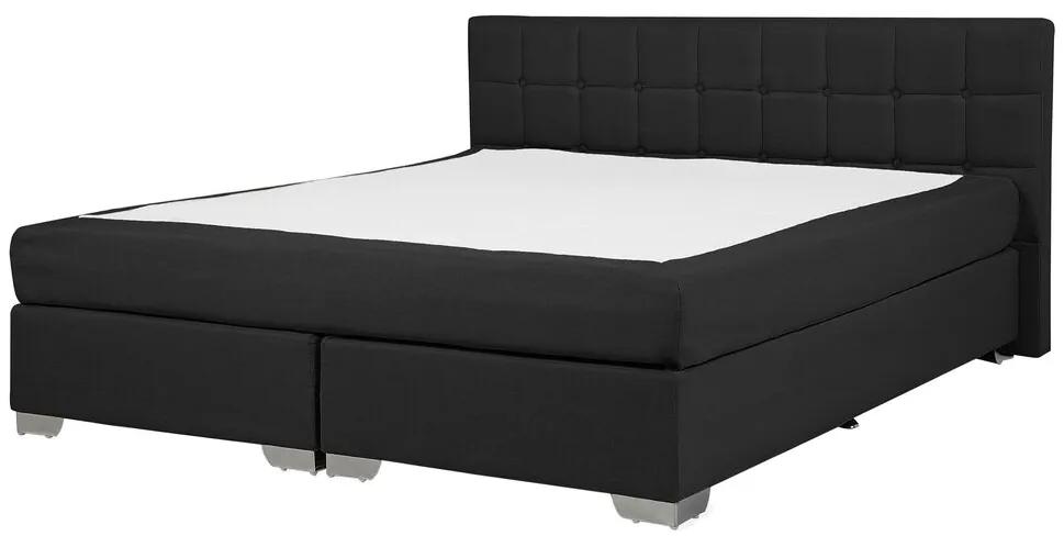 Černá čalouněná kontinentální postel 160x200 cm ADMIRAL Beliani