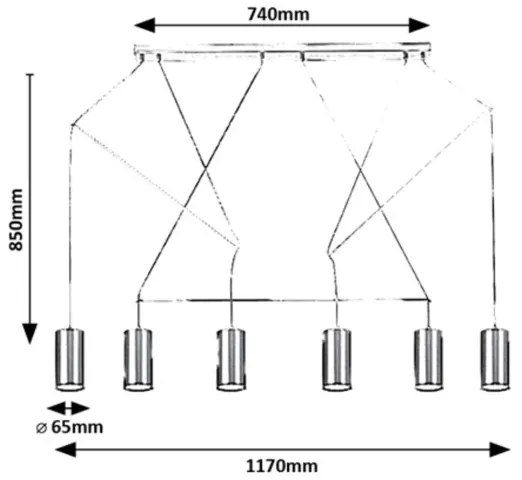 Rabalux 72018 - Lustr na lanku ASLAUG 6xGU10/50W/230V
