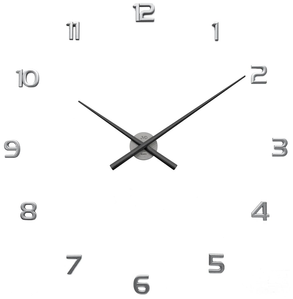 JVD Designové stříbrné nástěnné nalepovací hodiny JVD HT465.4