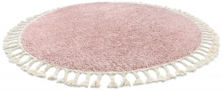 Dywany Łuszczów, Kusový koberec Berber 9000 pink kruh, 160x160 (průměr) kruh, růžová, obývací pokoj