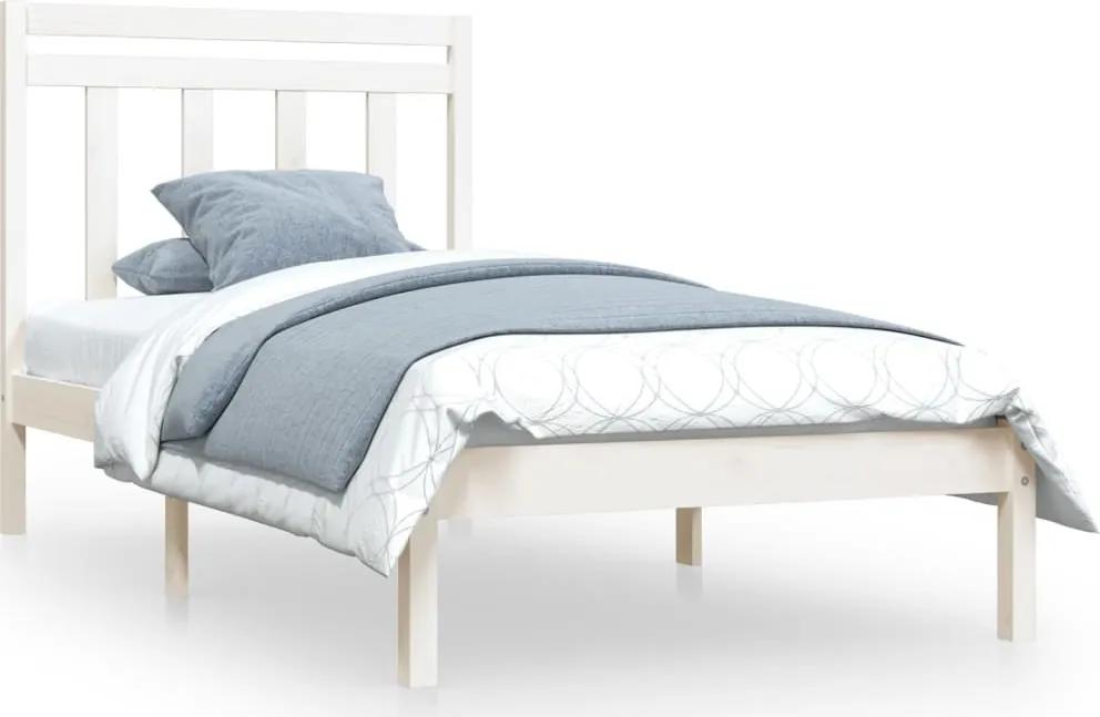 vidaXL Rám postele masivní dřevo 90 x 200 cm [3105236] Barva: Bílá