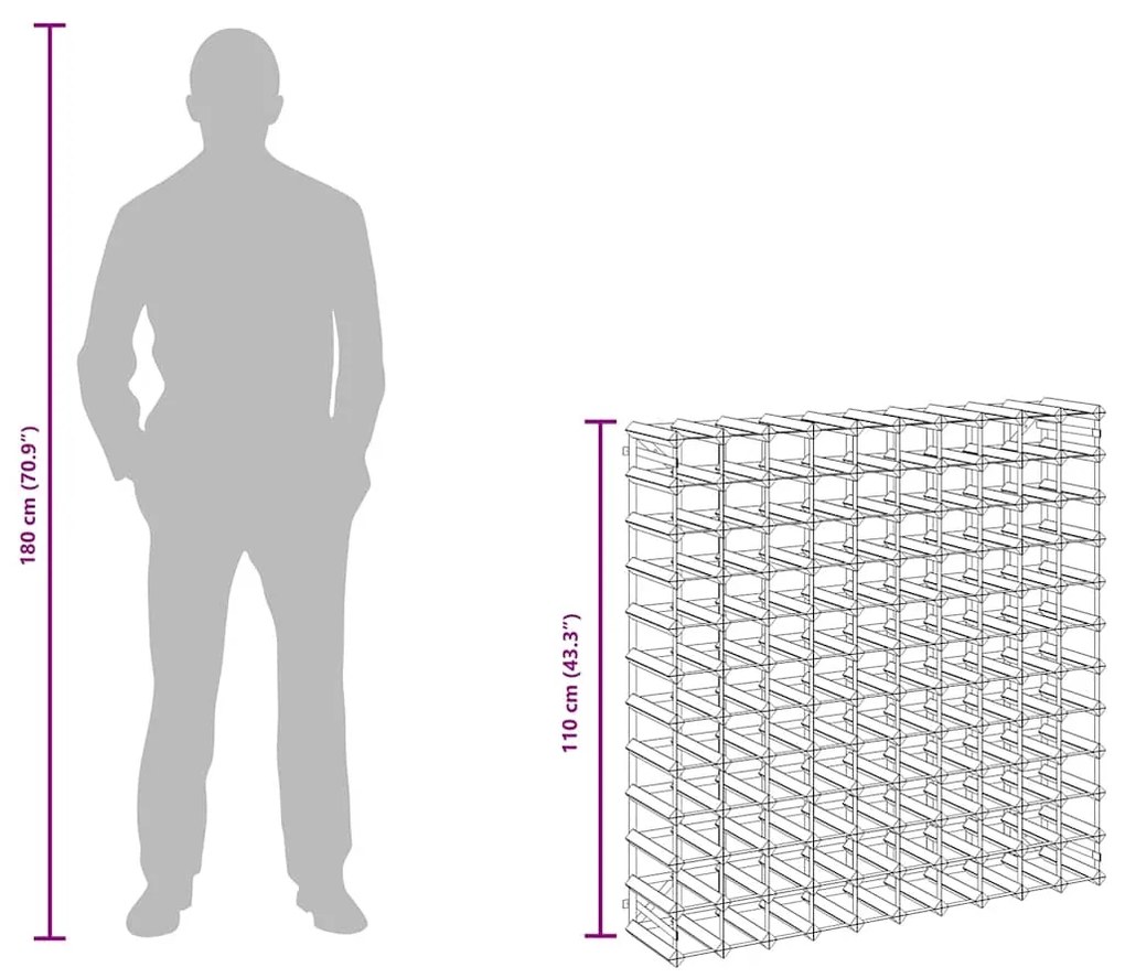 vidaXL Marketos Stojan na víno na 120 lahví černý masivní borové dřevo