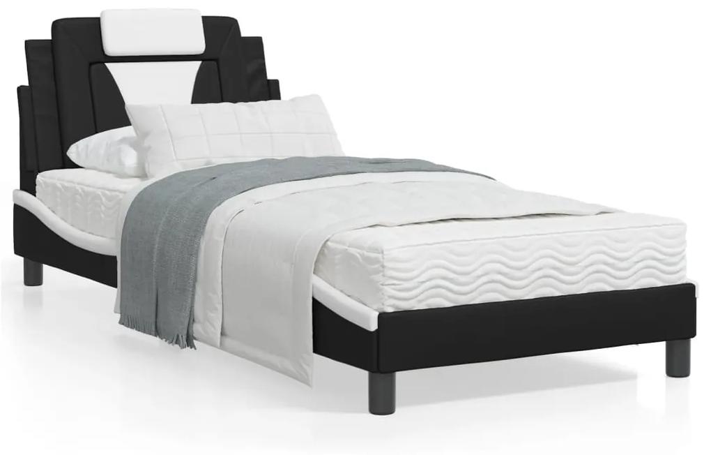 Rám postele s LED osvětlením černý a bílý 80x200 cm umělá kůže,  3213985