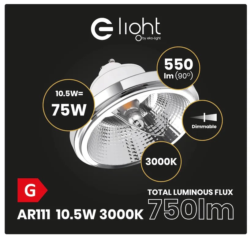 Halogenová LED žárovka GU10 teplá 3000k 10,5w 550 lm bílá