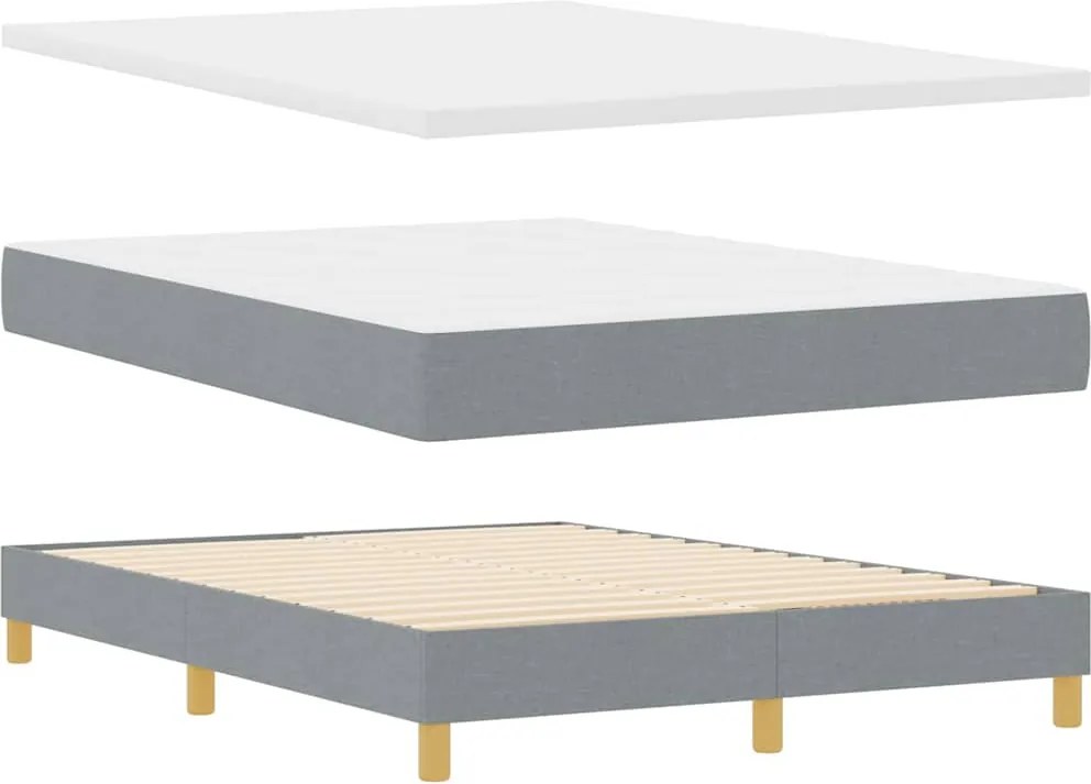 Postel s boxspringem s matrací Světle šedá 190 x 140 cm textil 3341223