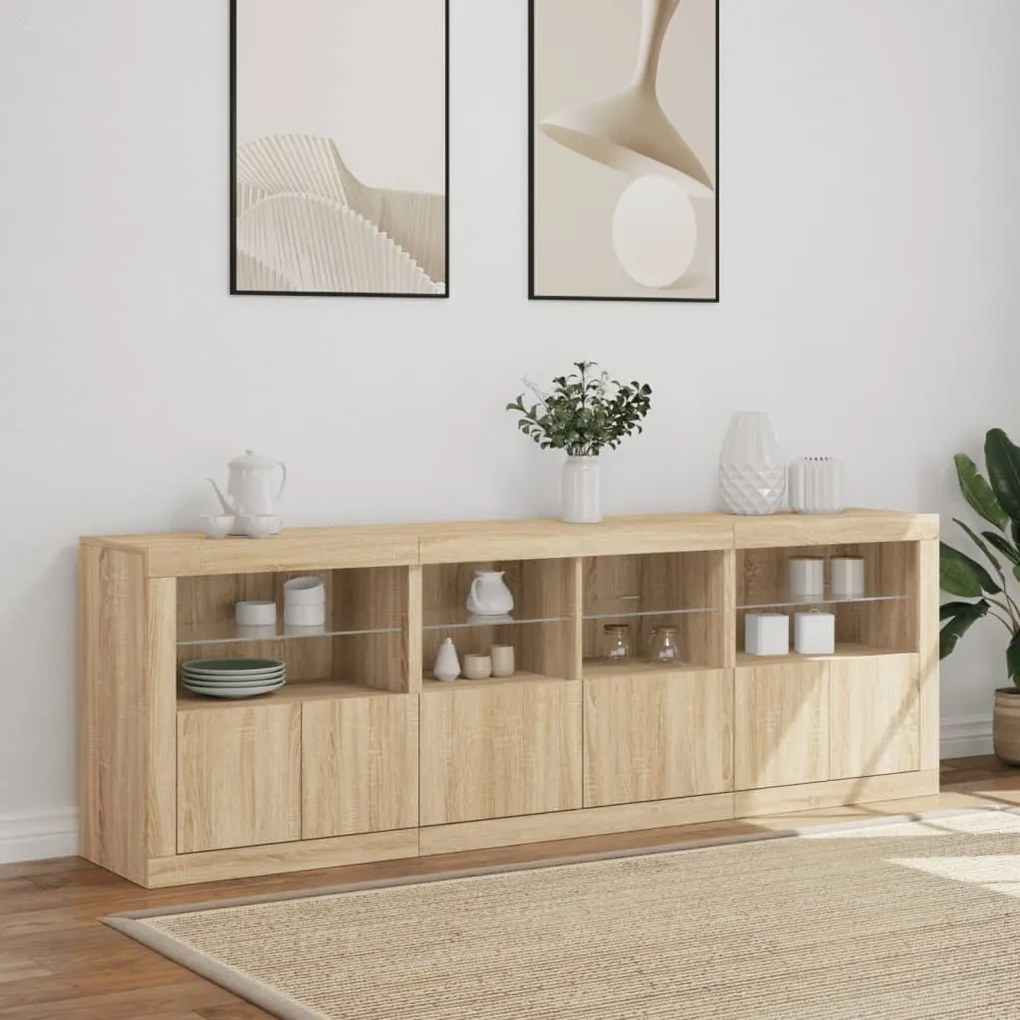 Příborník s LED osvětlením dub sonoma 202 x 37 x 67 cm 3209011
