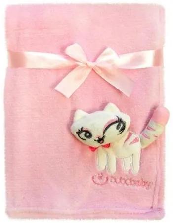 Bobas Bobo baby deka s 3D aplikací Kočička růžová