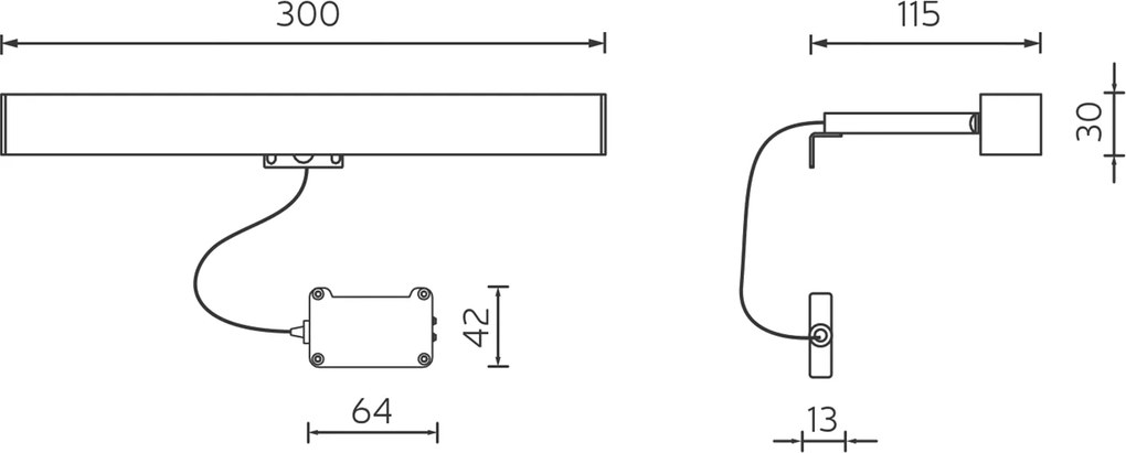 Aqualine Veronica LED svítidlo 30 x 2,5 x 8,3 cm E26891CI chrom