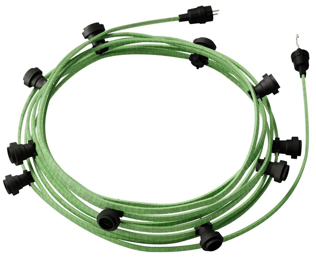 creative cables Hotový světelný řetěz LUMET 12,5 m je sestavený z 10 černých objímek, háčku a zástrčky Barva kabelu: Tmavě zelená - CM21