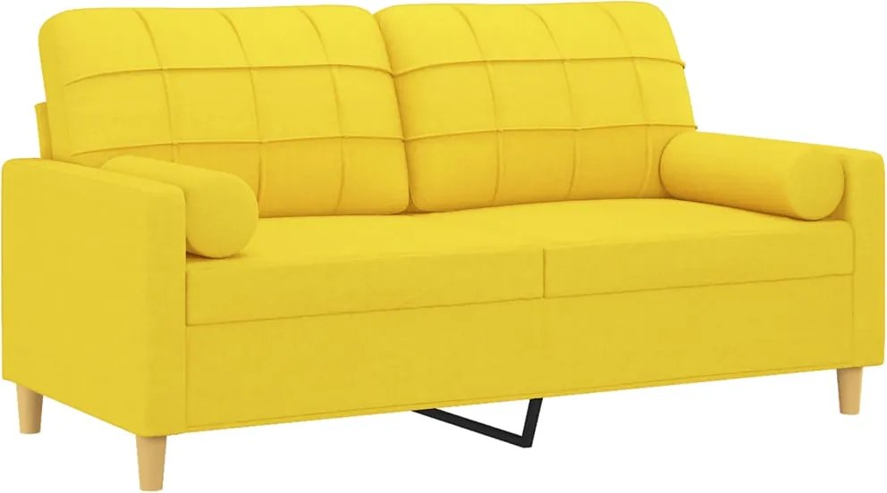 2místná pohovka s polštáři světle žlutá 140 cm textil 3200787