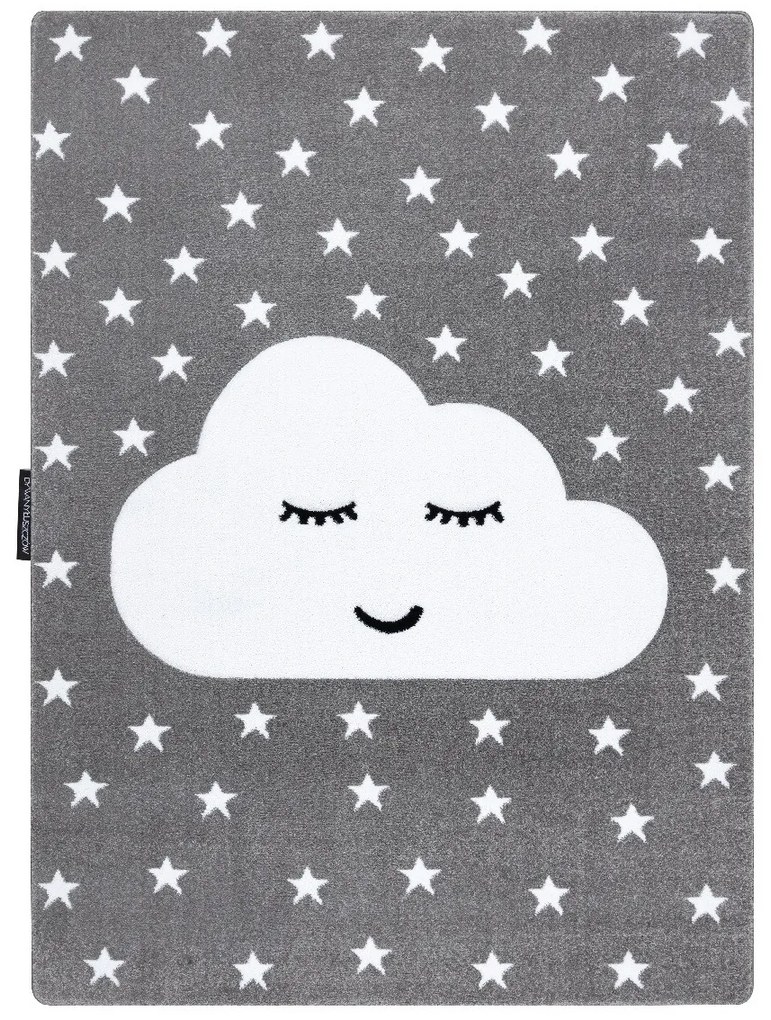 Dywany Łuszczów, Dětský kusový koberec Petit Cloud stars grey, 140x190, šedá, dětský pokoj