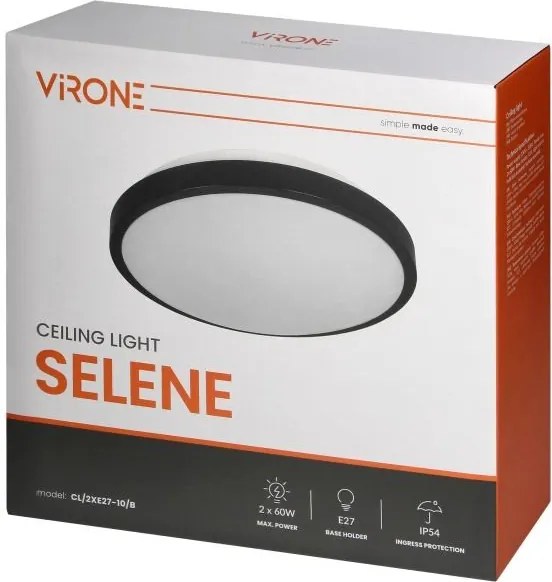 Stropní svítidlo ORNO SELENE CL/2XE27-10/B, 2xE27, max. 2x60W IP54, průměr 30,5cm, černá