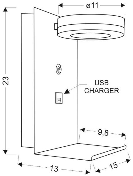 LED Nástěnné svítidlo s nabíječkou COMPACT LED/4W/230V