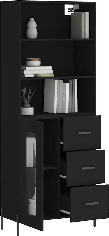 Skříň highboard černá 69,5 x 34 x 180 cm kompozitní dřevo 3189518