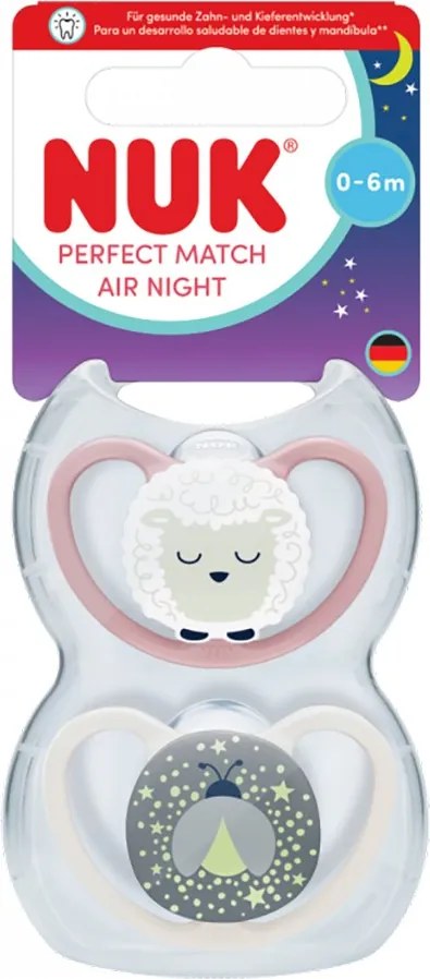 Dudlík NUK Perfect Match Air Night FIREFLY/SHEEP 0-6m 2ks box, vel. 0-6 m