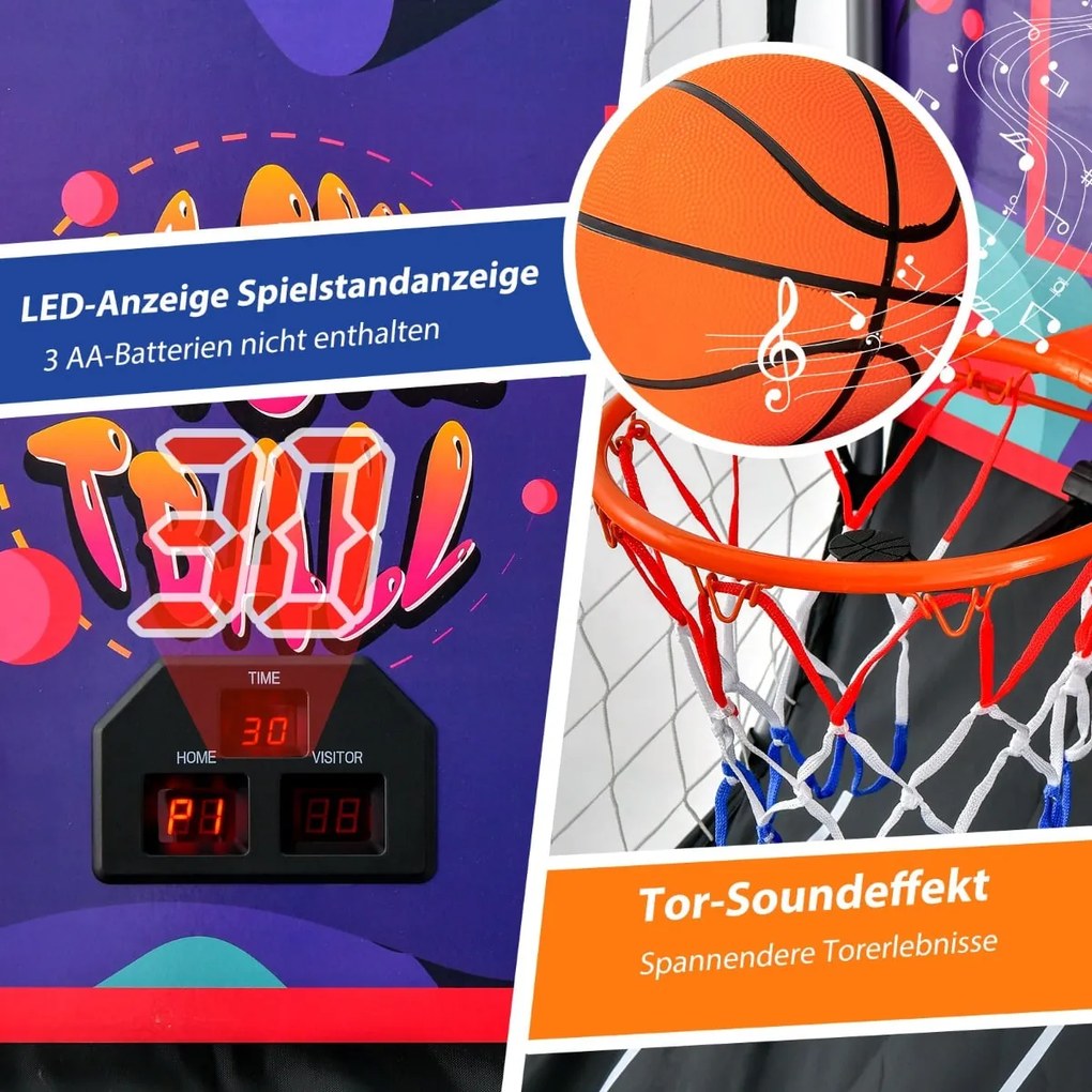 Costway 8 v 1 Basketbalový stroj Skládací elektrický stojan na basketbalový míč