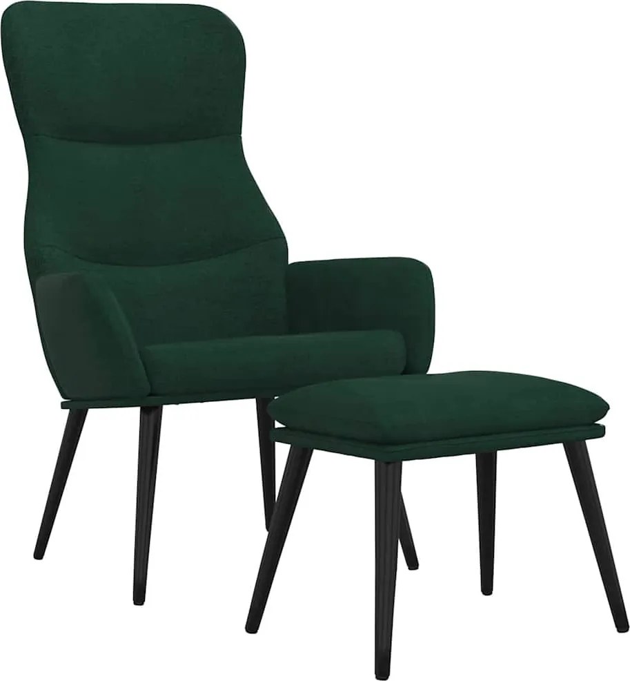 Relaxační křeslo se stoličkou tmavě zelené textil 3097434