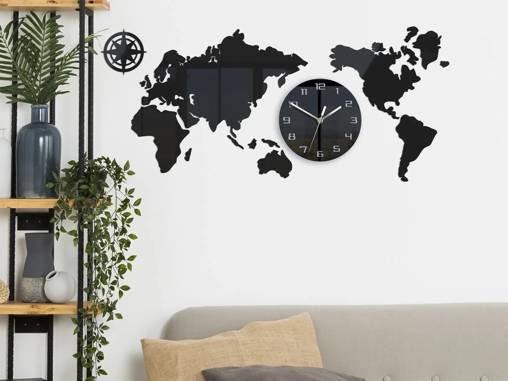 Nástěnné samolepící hodiny Maply 80x40 cm černé