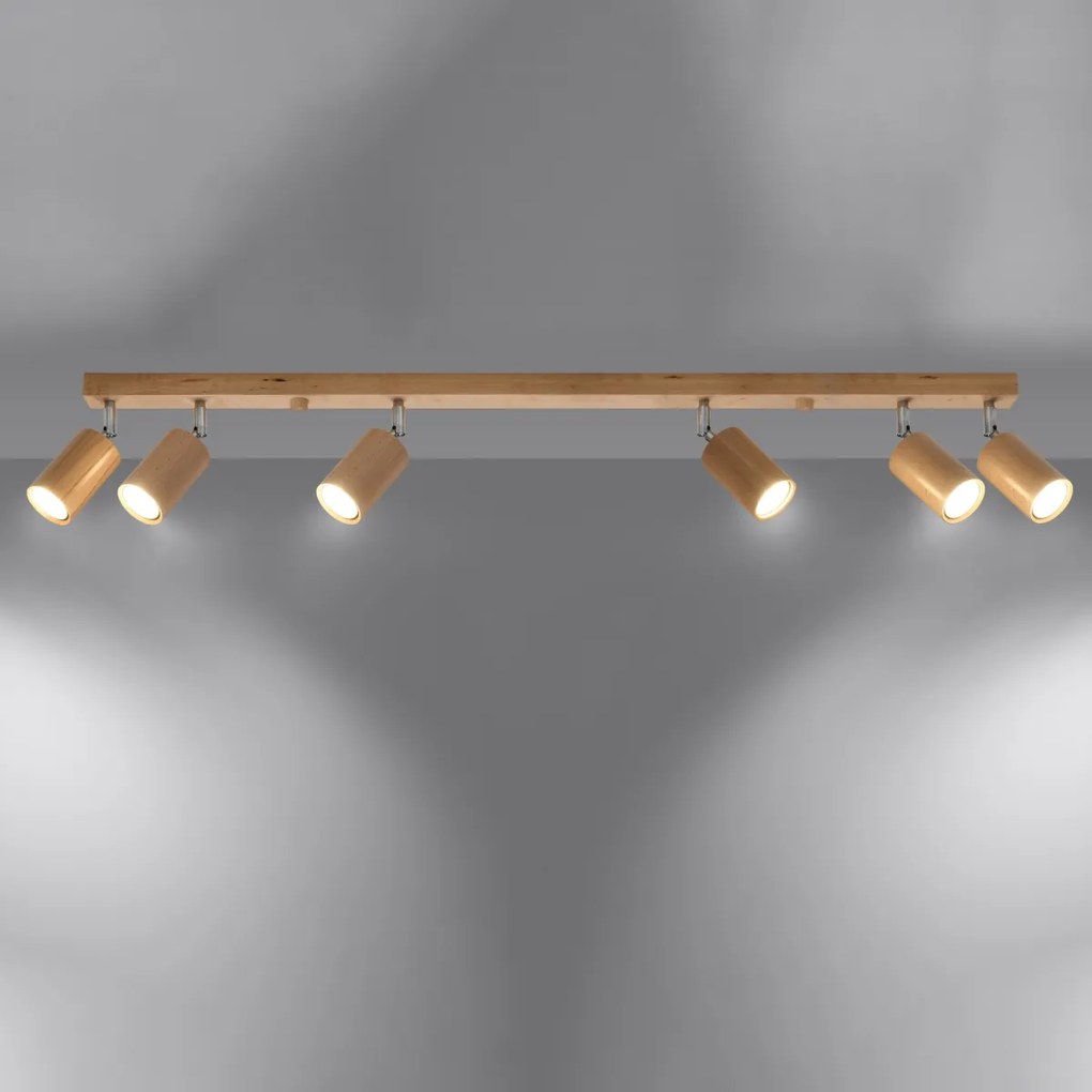Sollux Lighting Stropní svítidlo BERG 6 přírodní dřevo