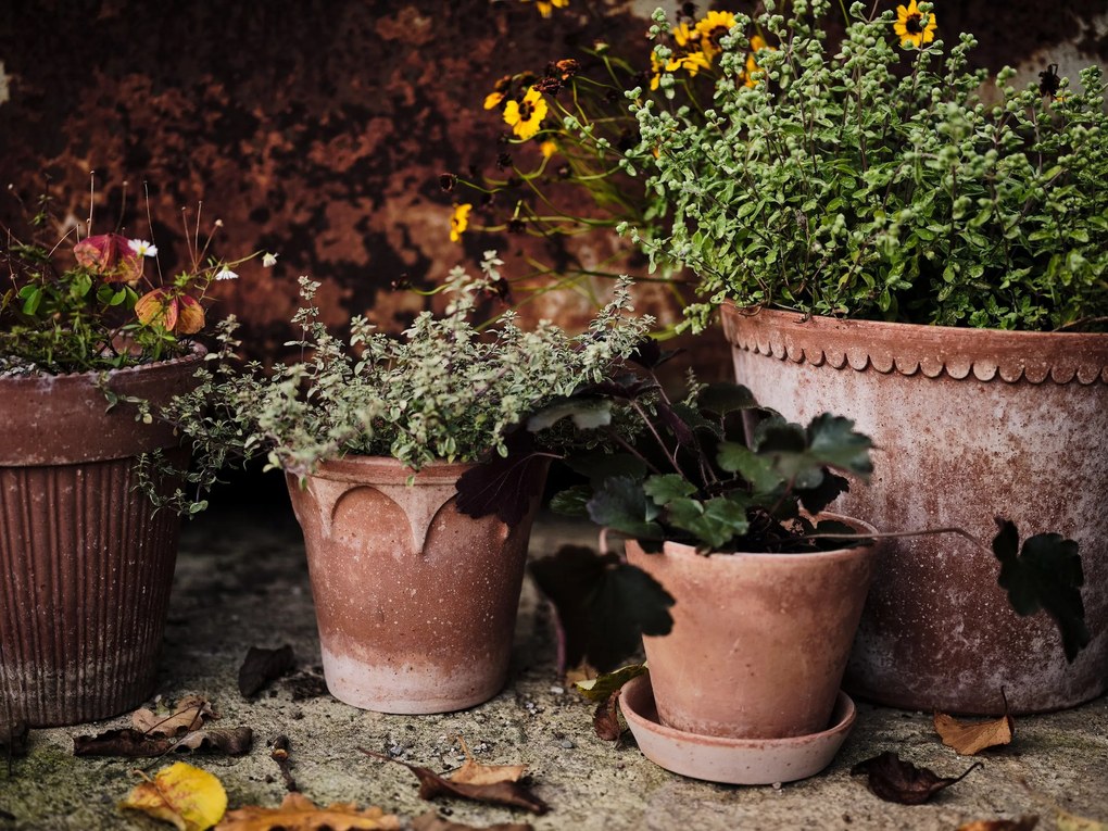 Malý květináč Julie Rustic s podstavcem 35 cm růžový