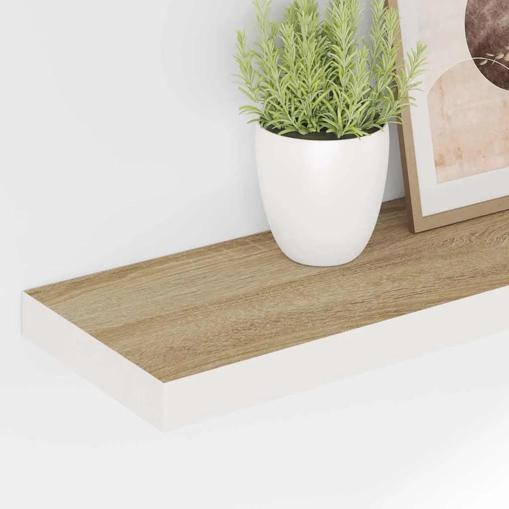 Plovoucí nástěnné police 4 ks dub a bílé 90x23,5x3,8 cm MDF 326584