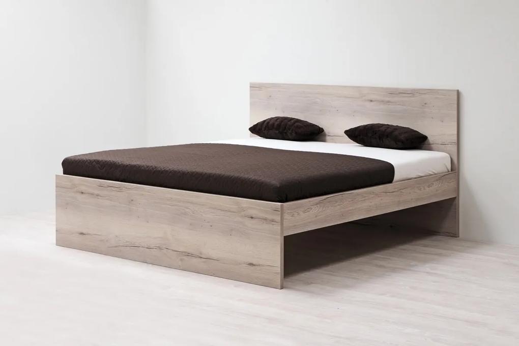 BMB Bruno postel - imitace dřeva Dekor: Dub šedý, Rozměr: 140 x 200 cm, Čelo: 90 cm