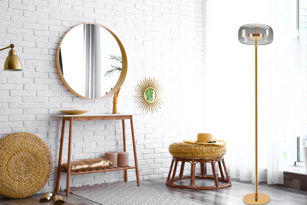 Toolight - podlahová stojací lampa Reno E27, 300216, zlatá, OSW-09853