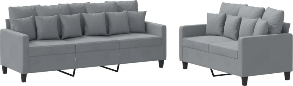 2dílná sedací souprava s poduškami světle šedá textil 3201664
