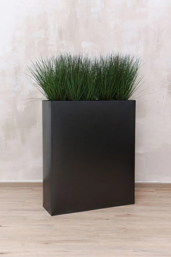 Květináč ELEMENTO, práškovaná ocel, výška 90 cm, černá struktura
