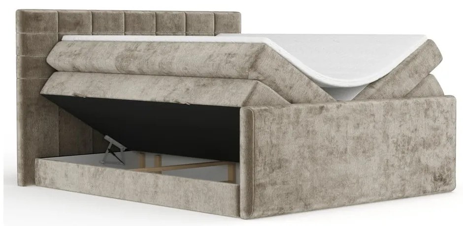 Světle hnědá boxspring postel s úložným prostorem 140x200 cm Ava – Maison de Rêve