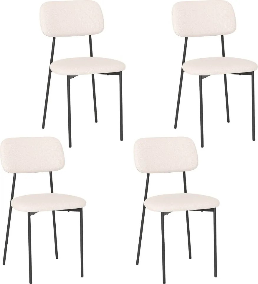 Costway Moderní souprava jídelních židlí 4 Sada kuchyňských židlí z lněné látky