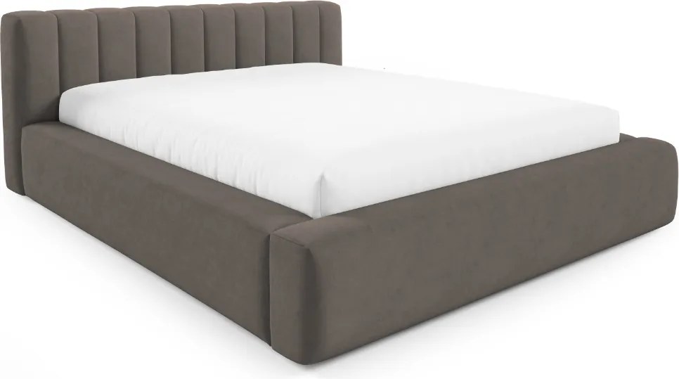 Čalouněná postel BORMINI, 160x200 cm, s úložným prostorem a roštem Úložný prostor: S kovovým rámem úložného prostoru, Barva látky Velutto: Černá (Velutto 20)