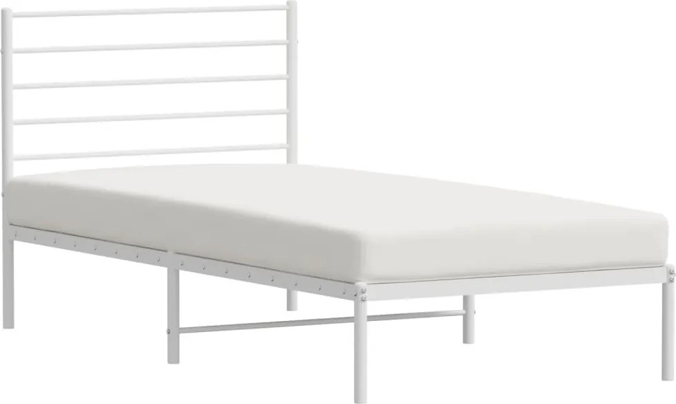 vidaXL Kovový rám postele s čelem 90 x 190 cm [352360] Barva: Bílá