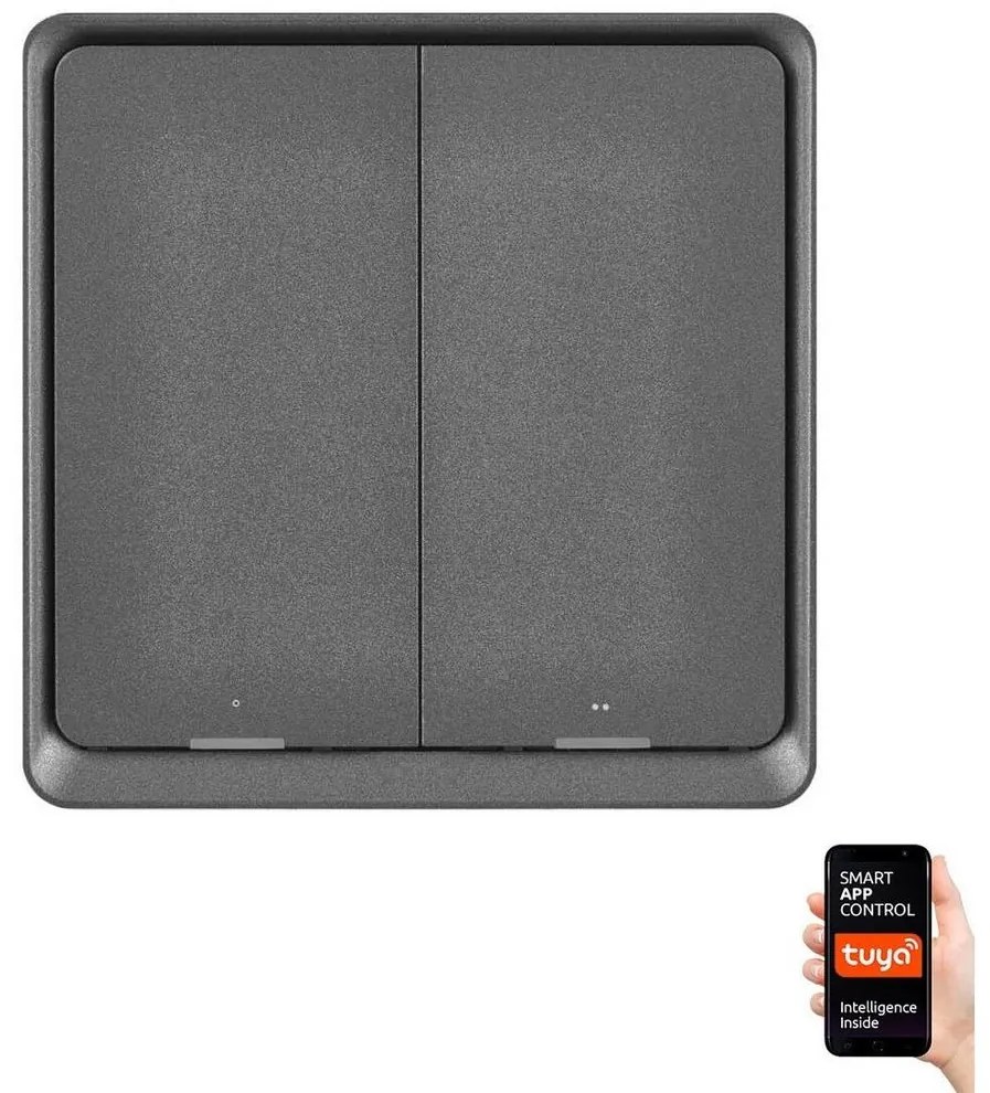 EMOS Vypínač 2-tlačítkový GoSmart 1xCR2430 Tuya černá H5015