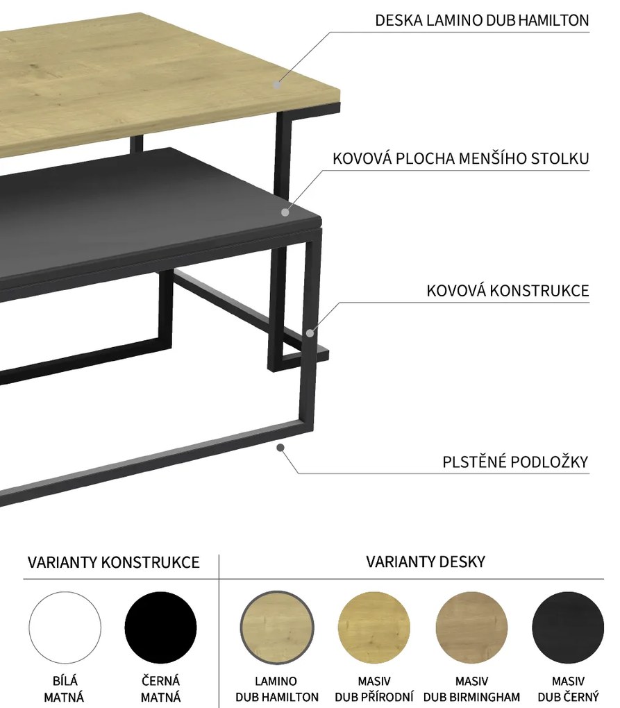 Konferenční stolek do obýváku C12, dub Hamilton ZVOLTE TYP DŘEVA:: Masiv dub BIRMINGHAM