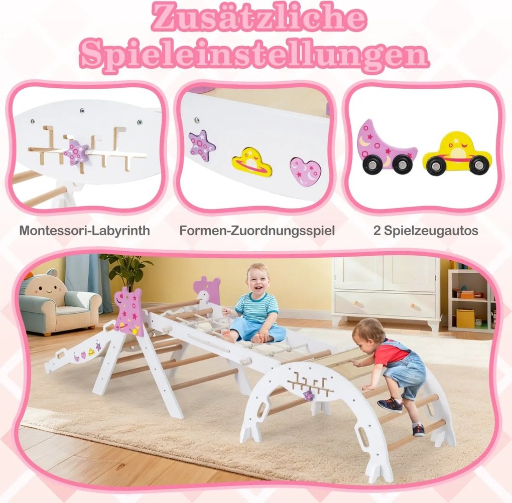 Costway Sada 4 9-in-1 prolézačka se skluzavkou a šplhacím obloukem a sítí