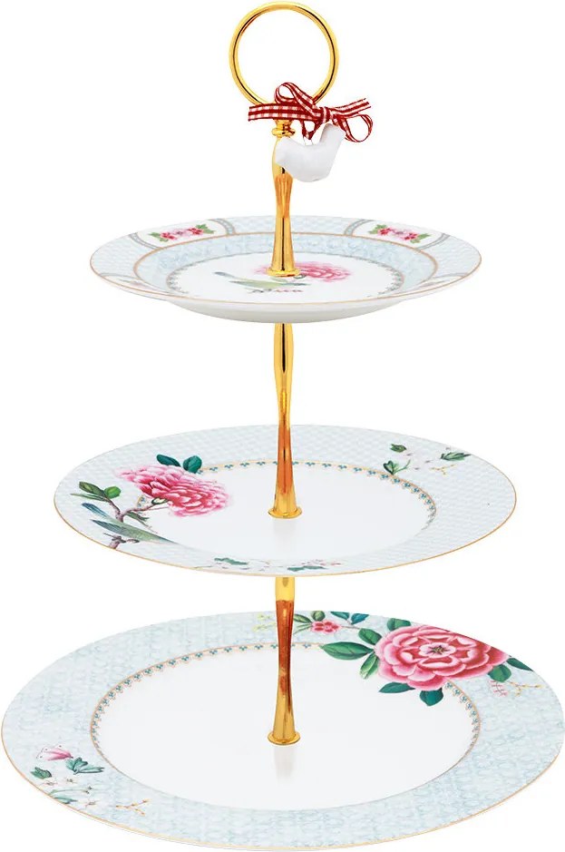 Pip Studio Blushing Birds 3 patrový etažér bily 17-21-26,5cm