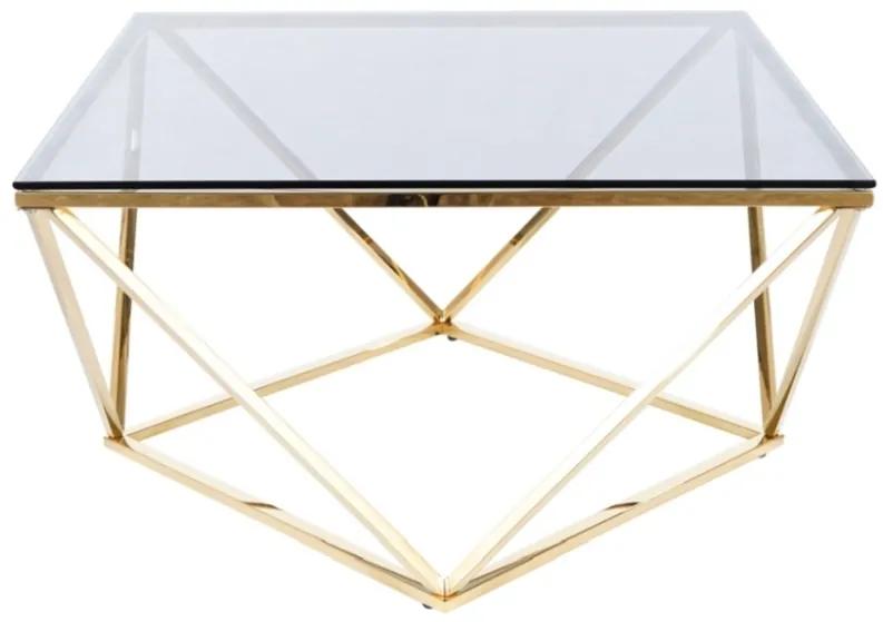 Konferenční stolek SILVER A zlatá/kouřové sklo