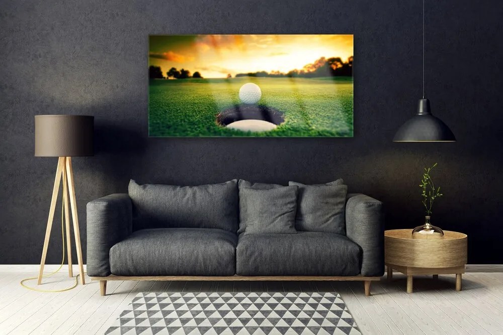 akrylový obraz Golfový Míček Tráva Příroda 120x60 cm