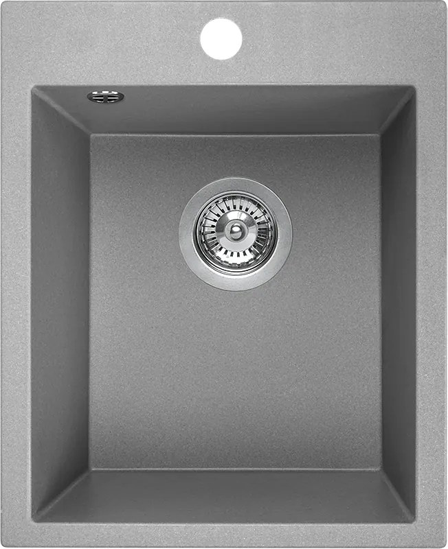 Laveo Chichi, 1-komorový granitový dřez 390x480x205 mm, šedá, LAV-SBH_510T