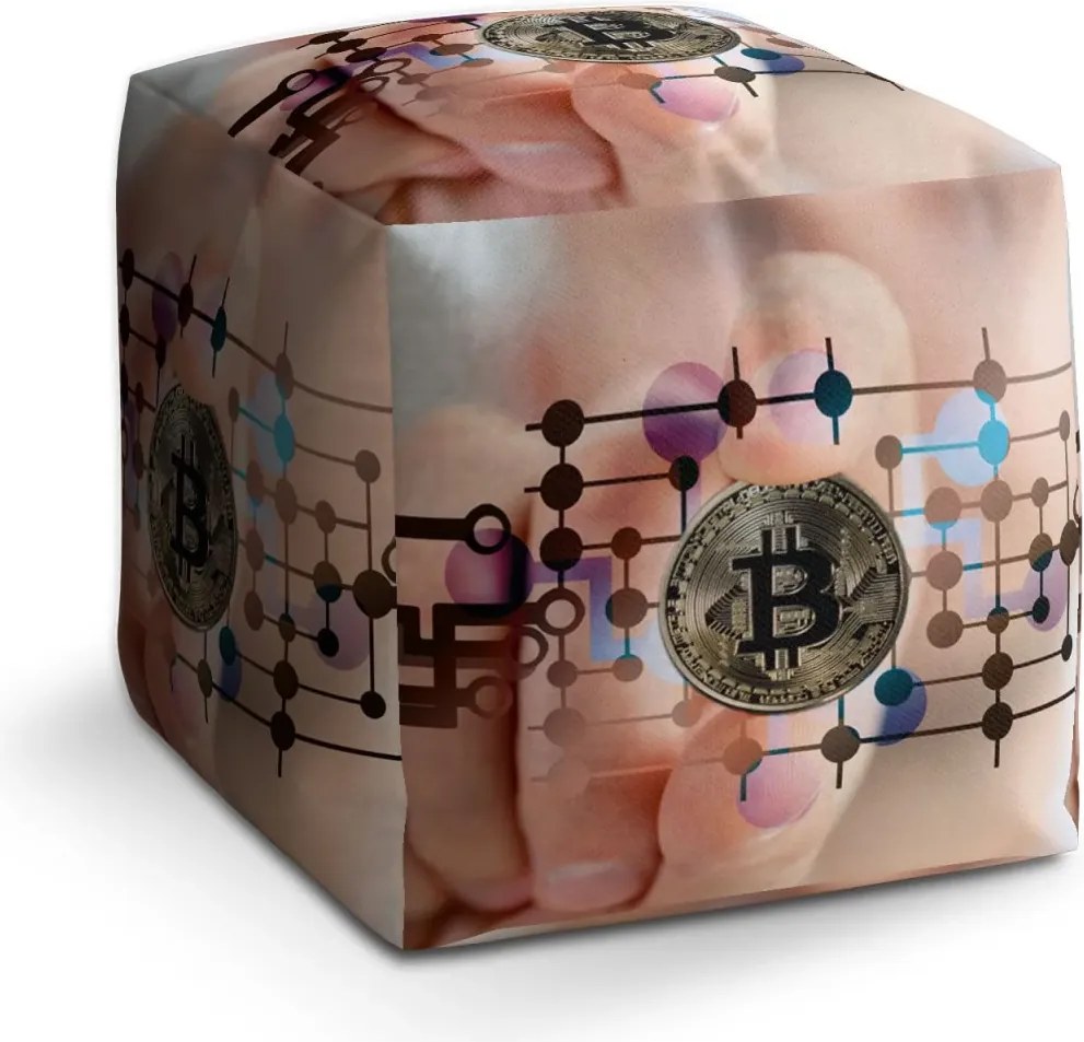 Sablio Taburet Cube Bitcoin - 50x50x50 cm