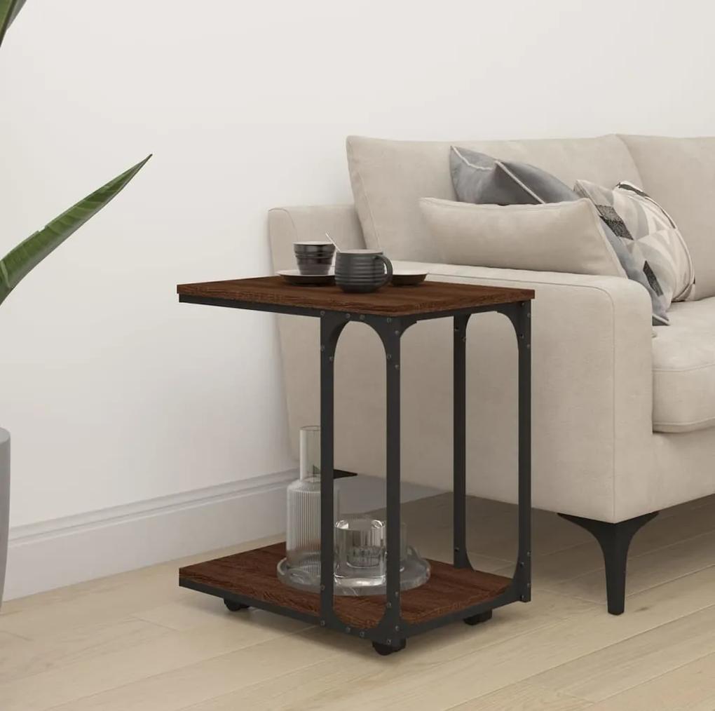 vidaXL Odkládací stolek na kolečkách 50x35x55,5cm kompozit [825808] Barva: kouřový dub