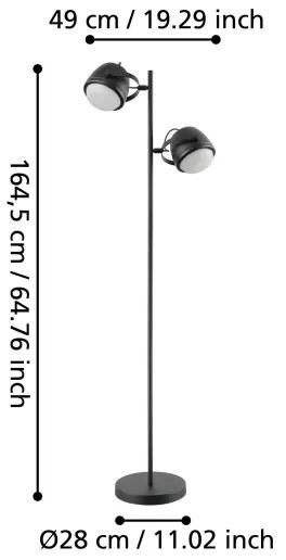 Eglo 390048 - Stojací lampa UPANEMA 2xE27/28W/230V černá