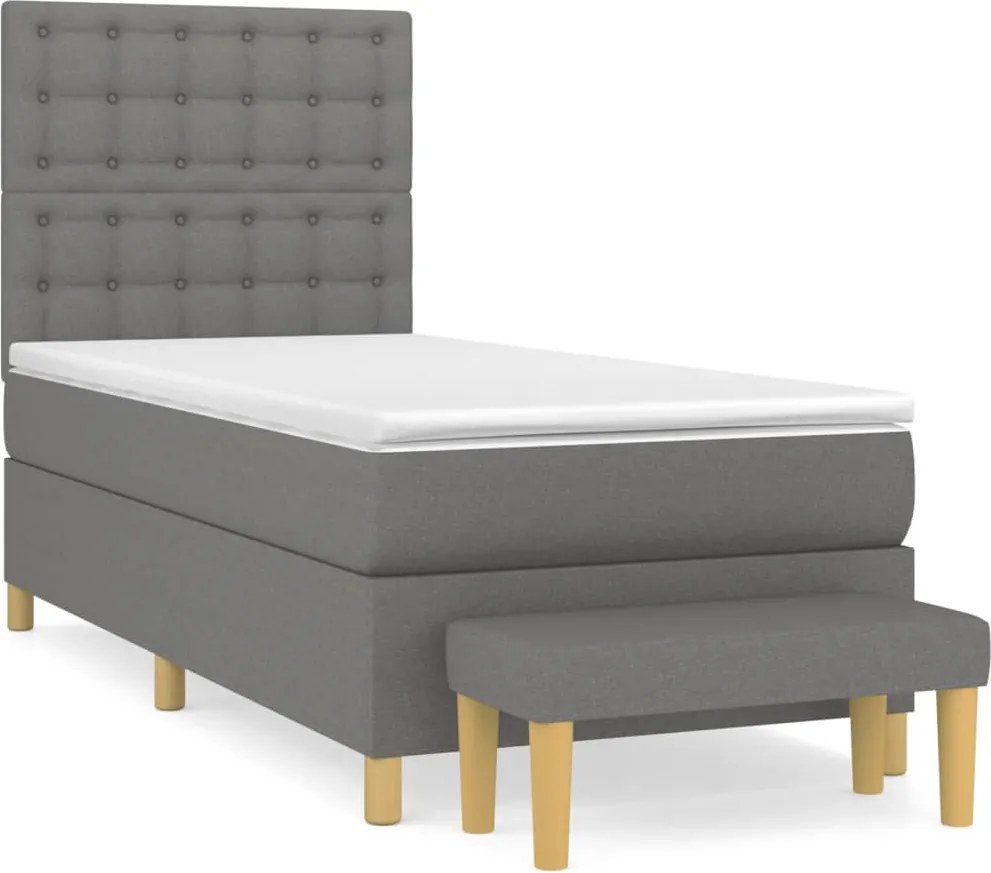 Box spring postel s matrací tmavě šedá 100 x 200 cm textil 3137454