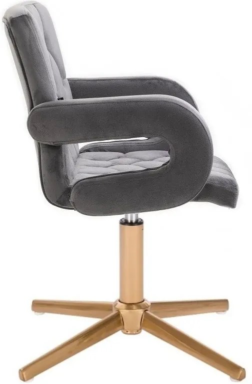 LuxuryForm DESIGN Otočná židle BOSTON VELUR na zlatém kříži - šedá
