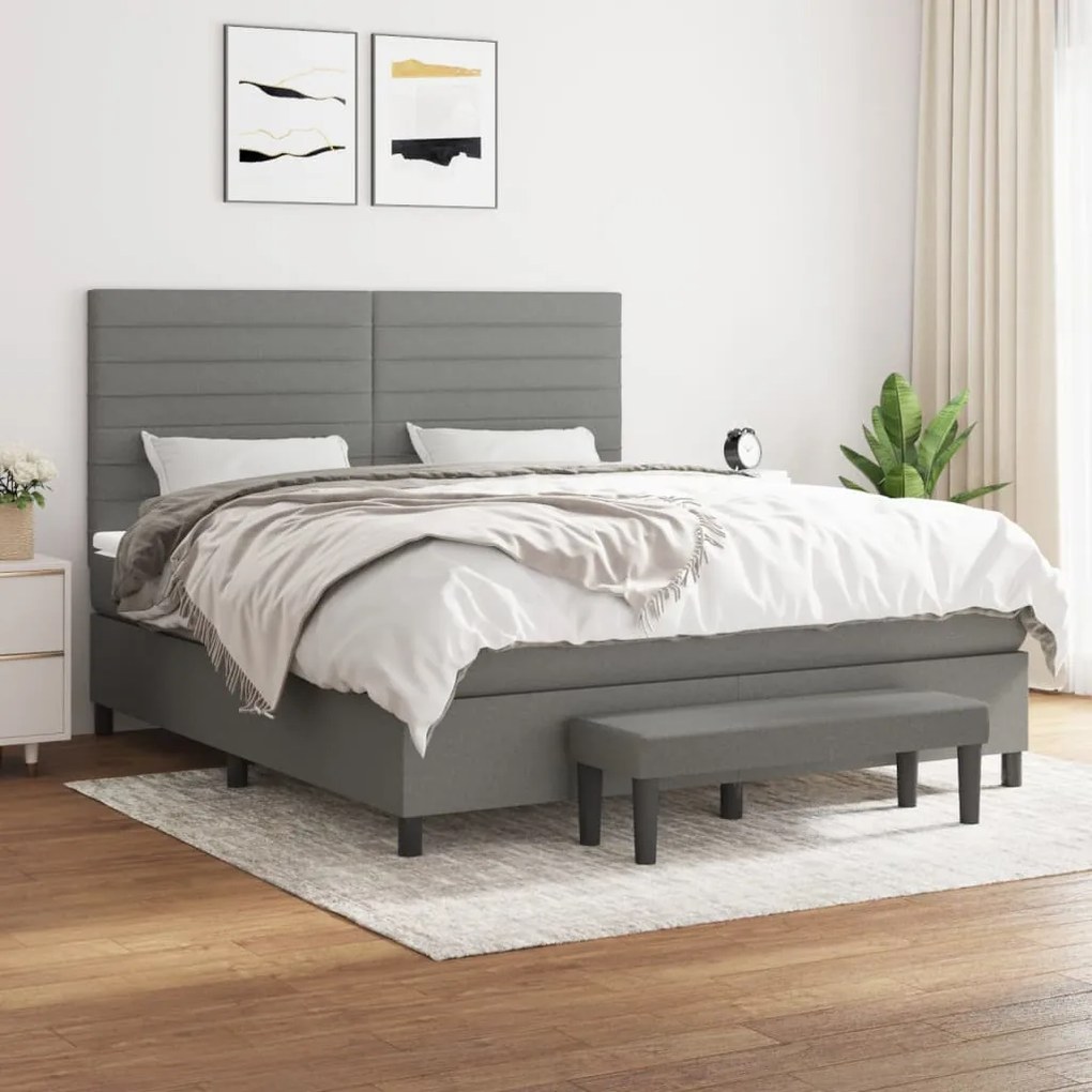 Box spring postel s matrací tmavě šedá 180x200 cm textil 3136694