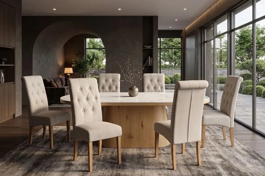 Designová jídelní židle Eileithya II béžová / dub
